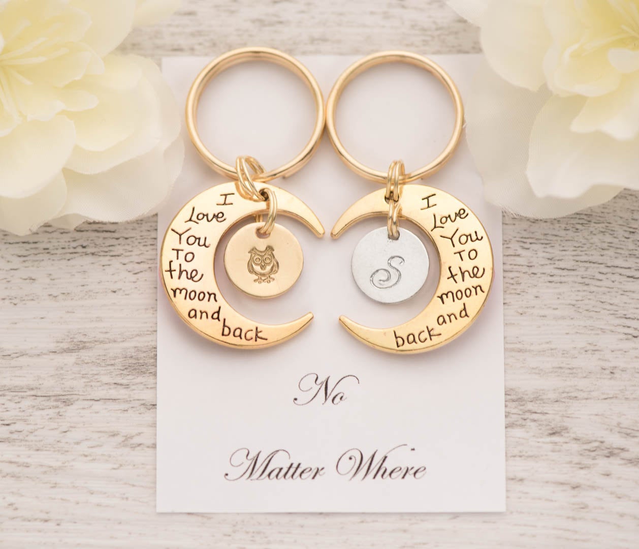 Hand Stamped Keychains Friend, Set Of 2 Friend Keychains With ...