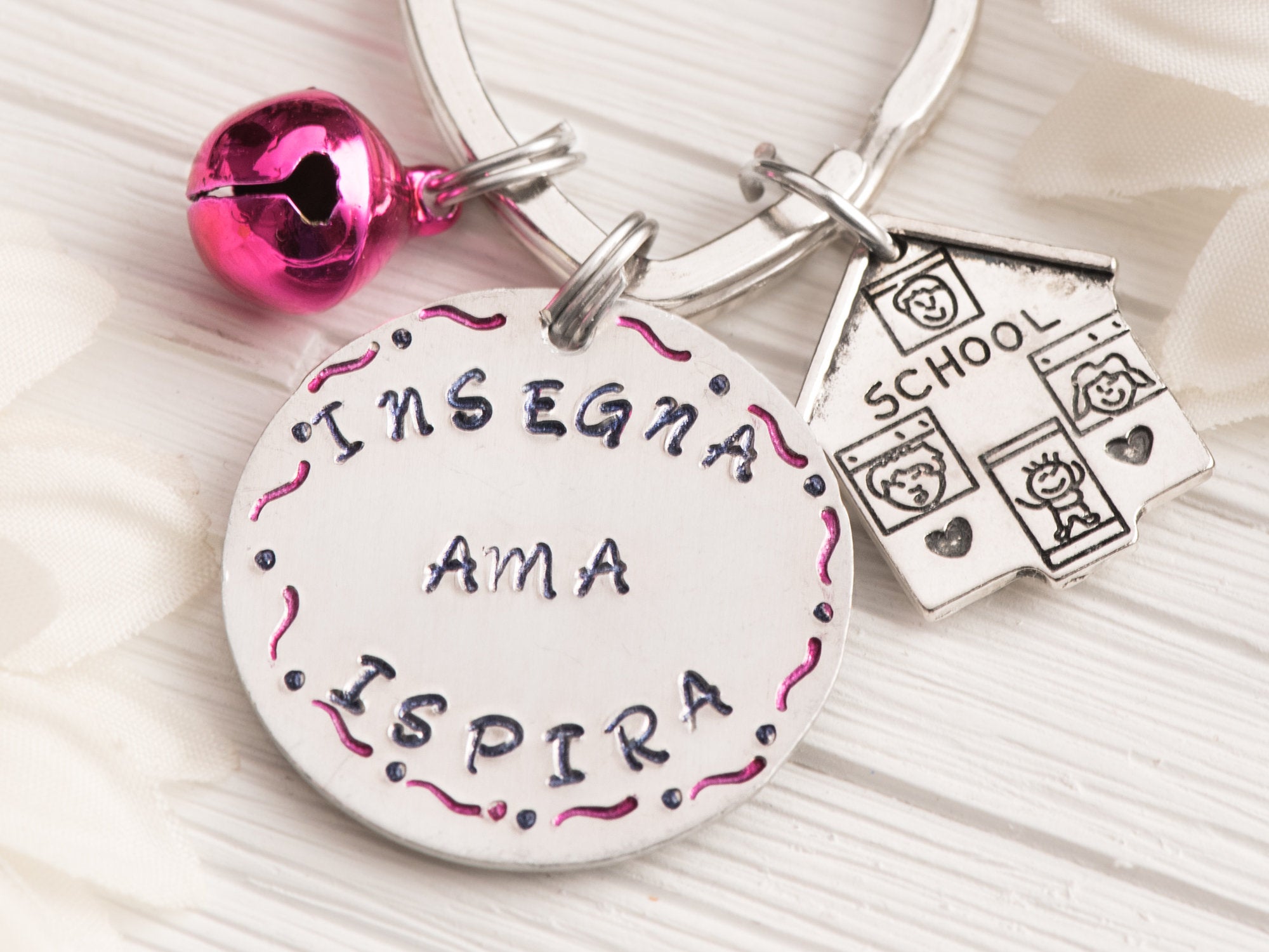 Hand Stamped Keychain, Personalized Teacher Keychain Gift From Student ...